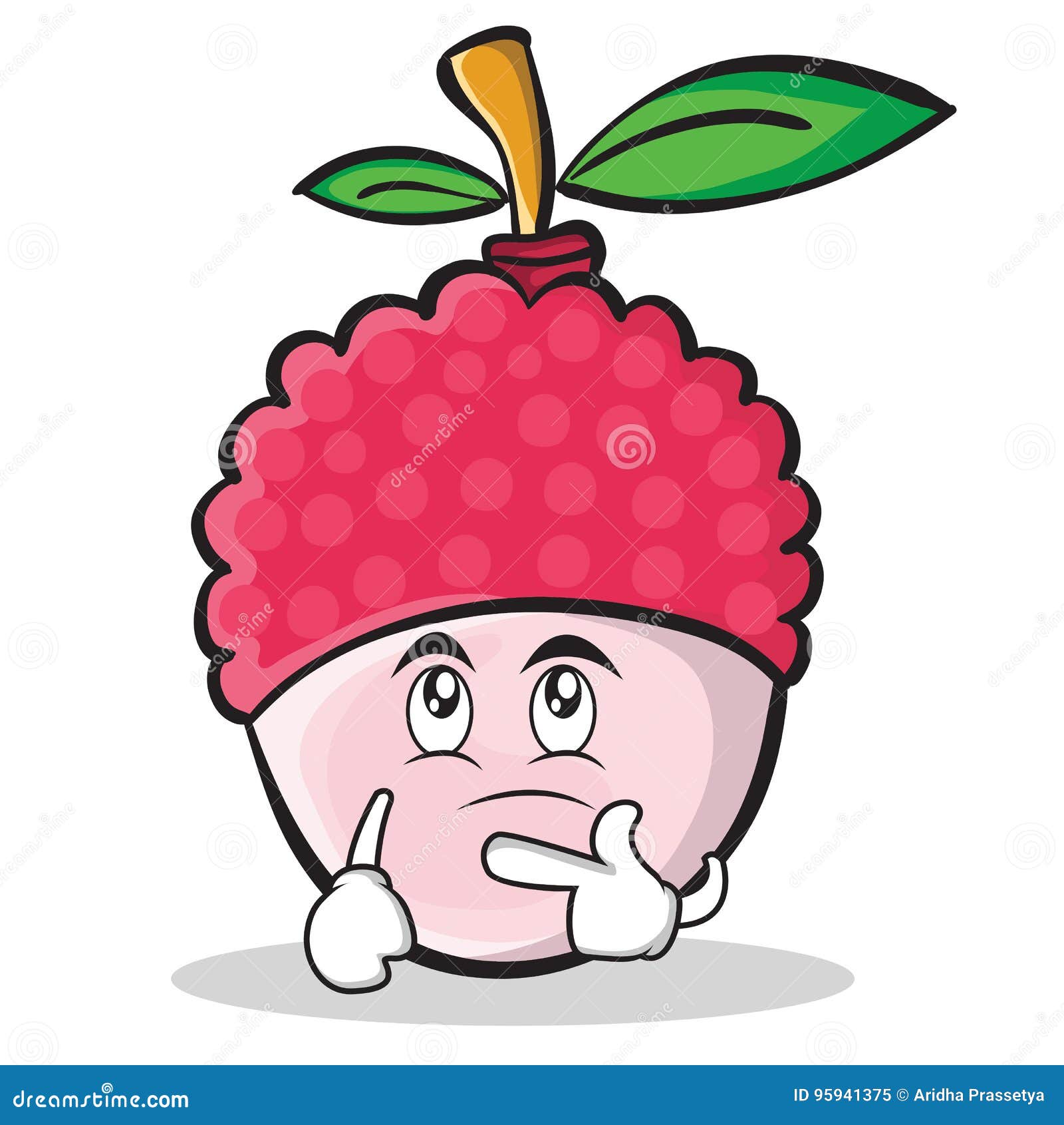 Thinking Face Lychee Cartoon Character Style Stock Vector ...