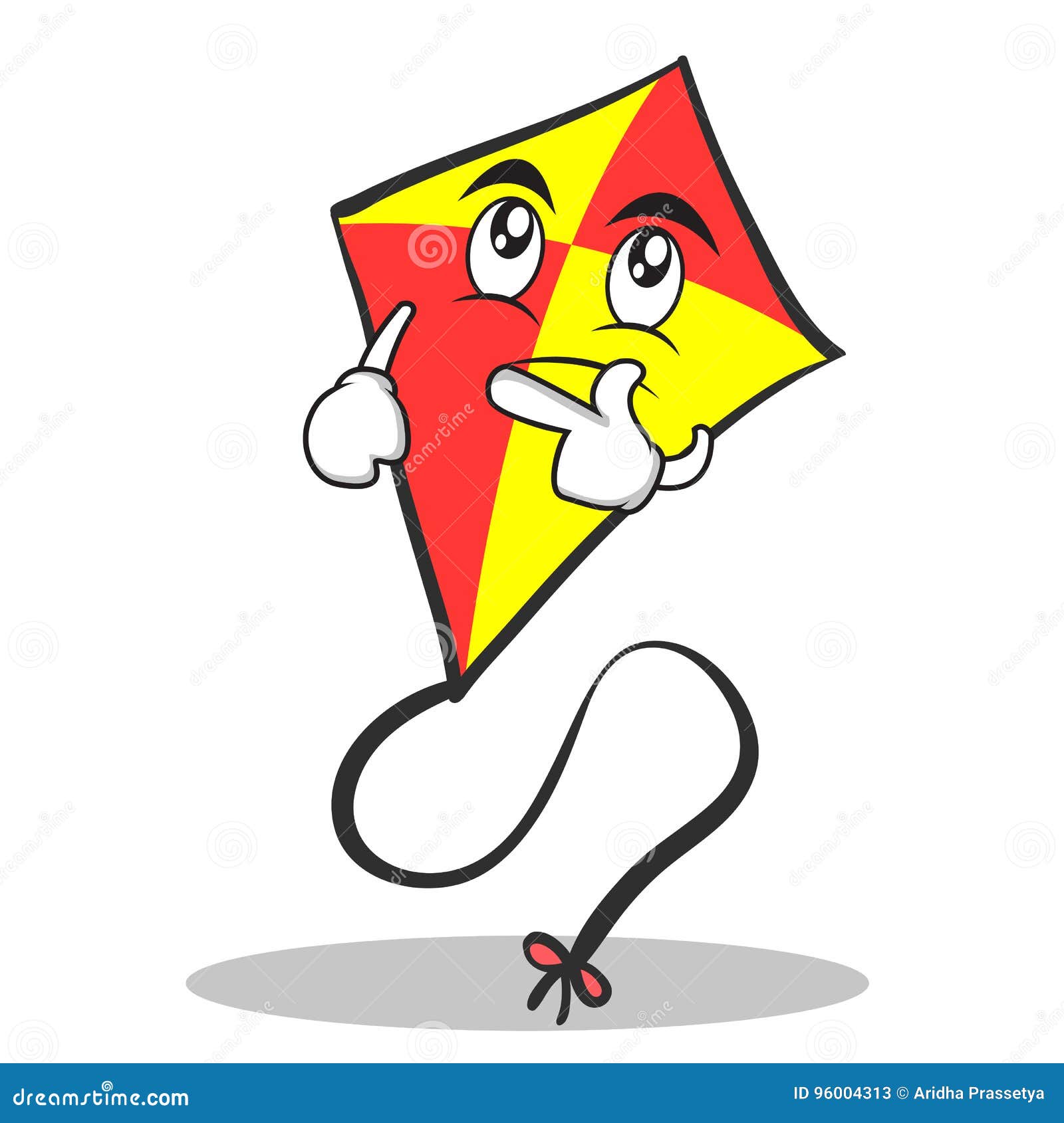 Thinking Face Red Kite Character Cartoon Stock Vector - Illustration of ...