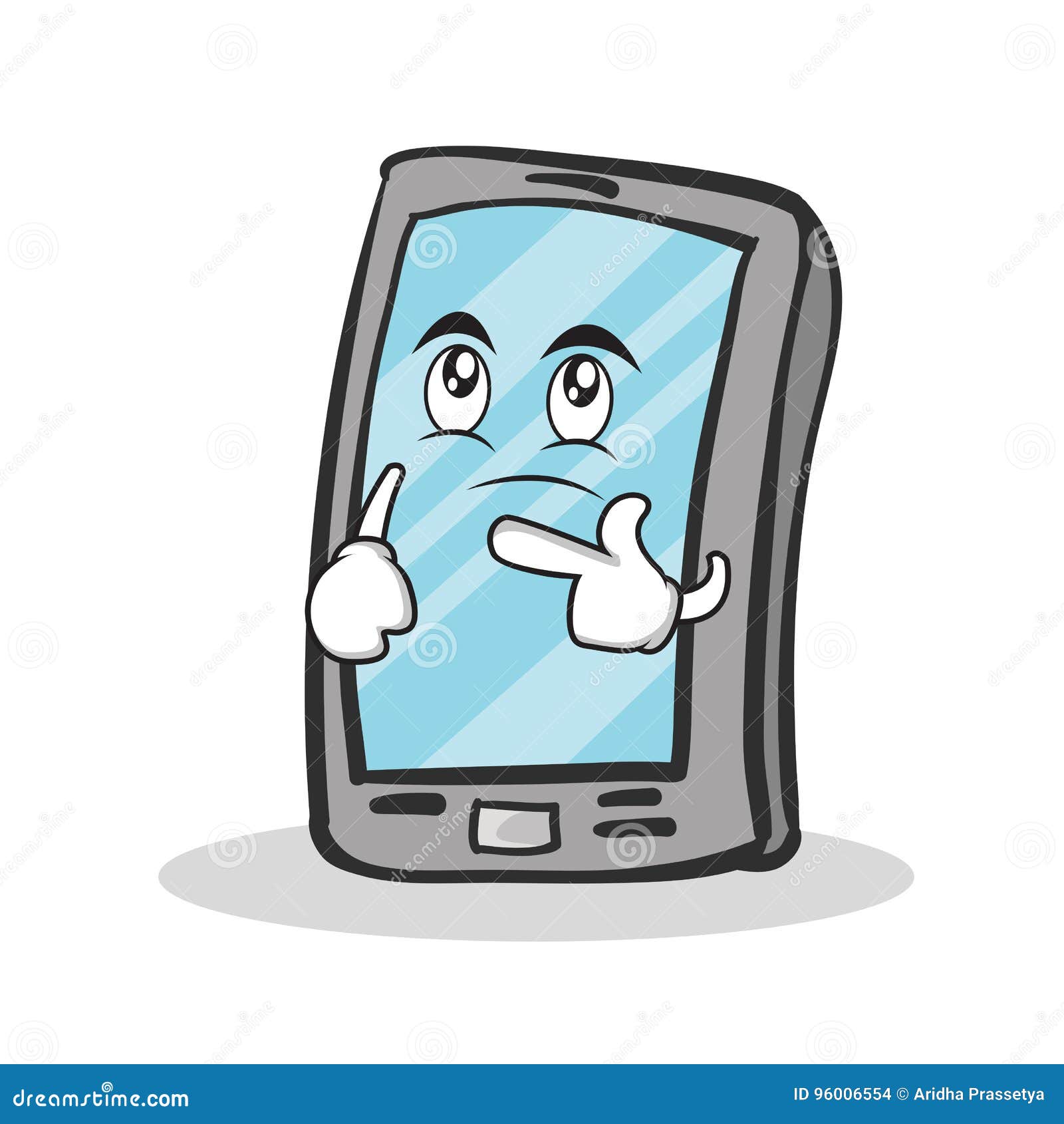 Thinking Face Smartphone Cartoon Character Stock Vector - Illustration ...