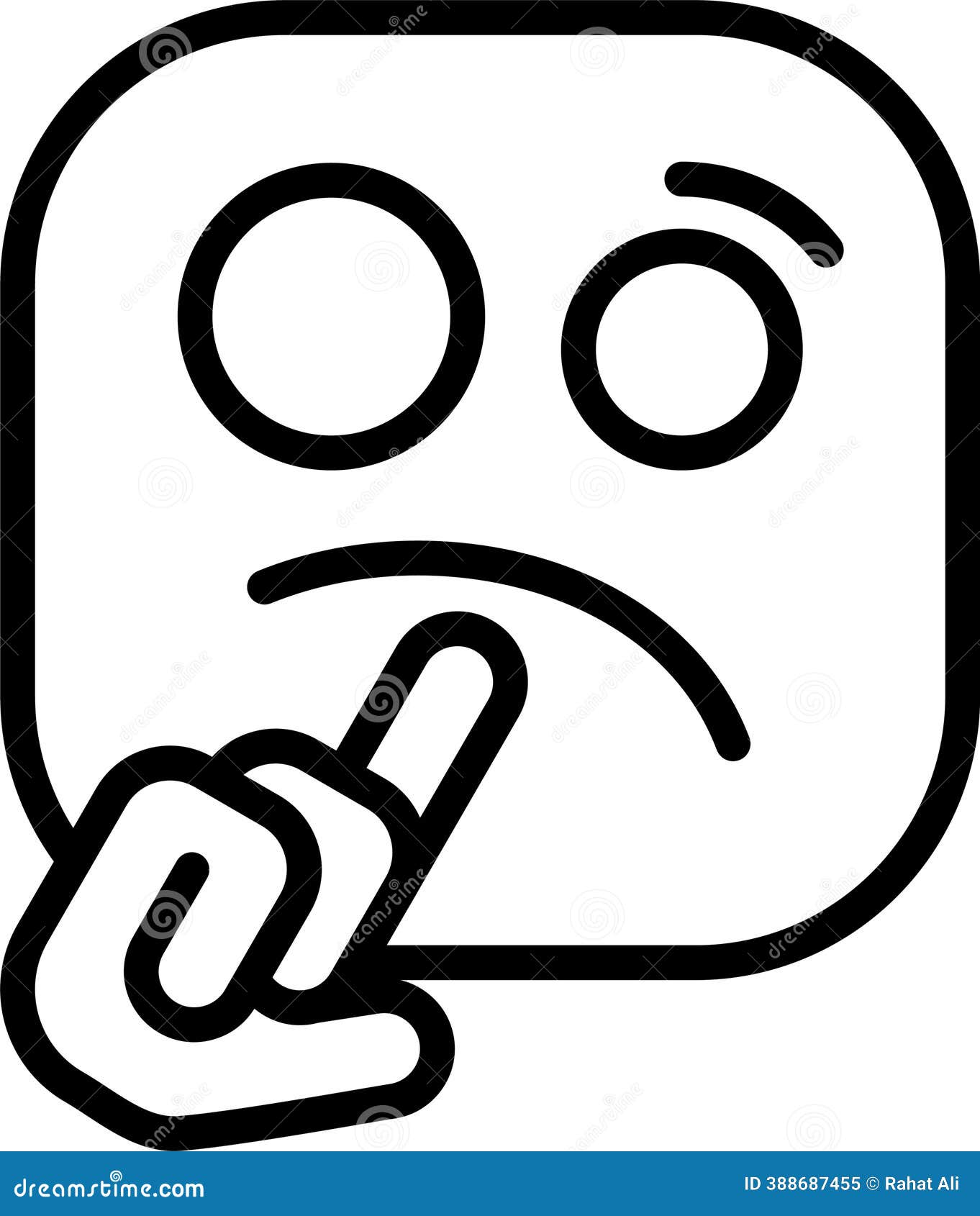 Thinking Face Emoji Cartoon Character Yellow Smiley Face Emoticon Stock ...