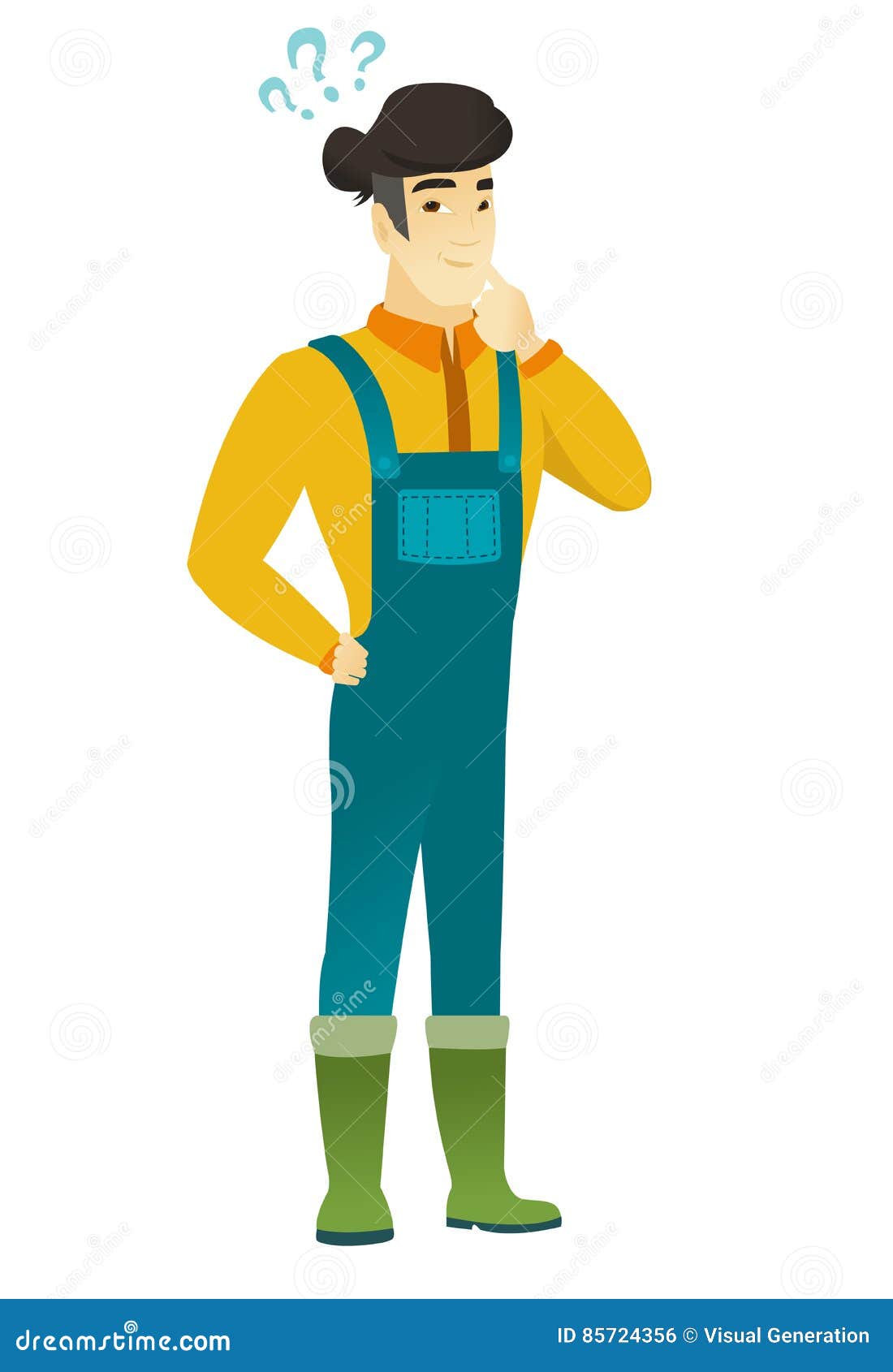 Thinking Farmer with Question Marks. Stock Vector - Illustration of ...