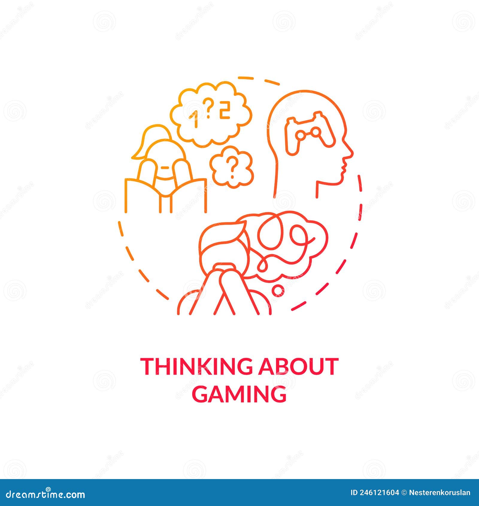 Thinking about Gaming Red Gradient Concept Icon Stock Vector ...