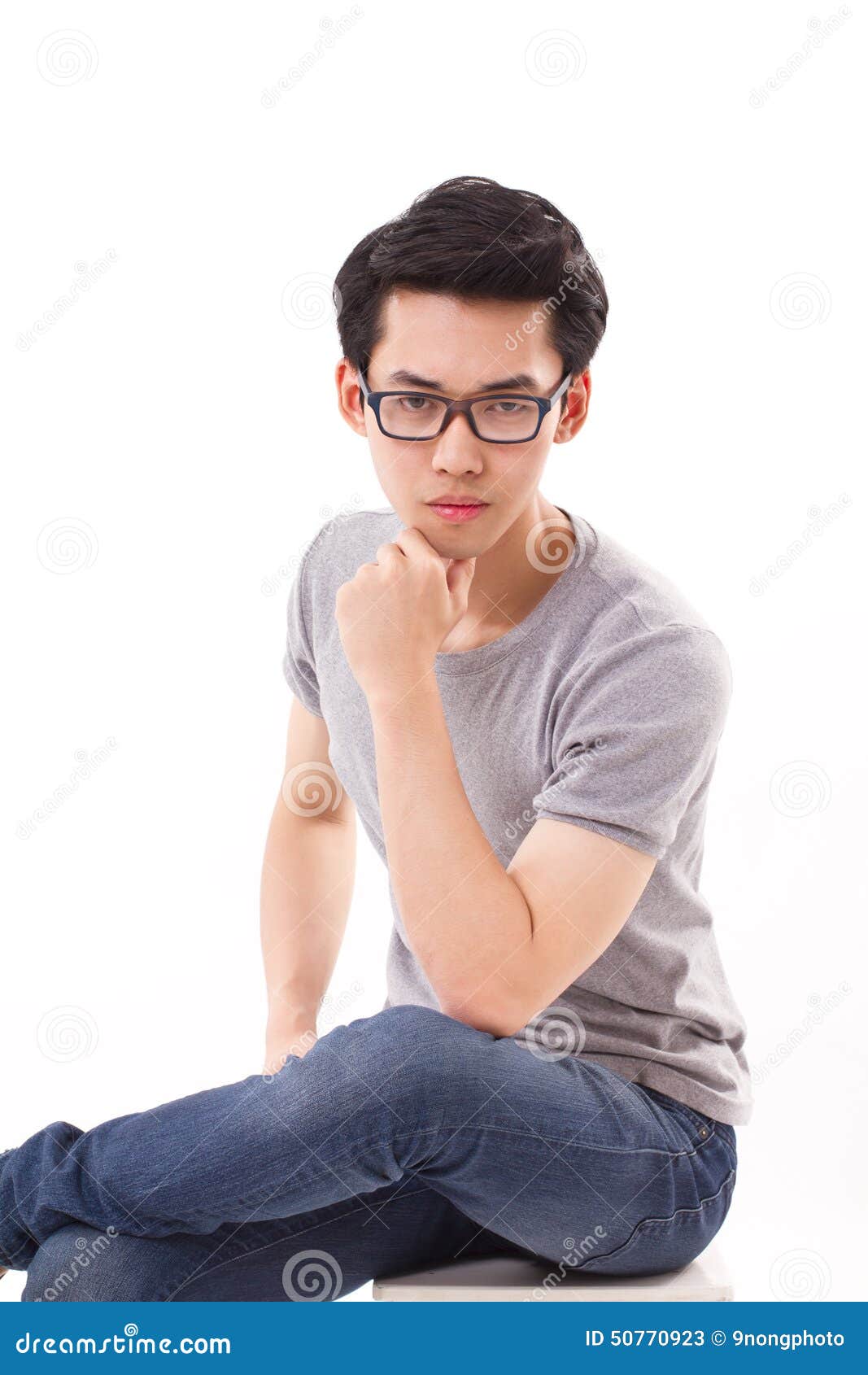 Thinking Genius Man Studio Shot Stock Image - Image of people, person ...