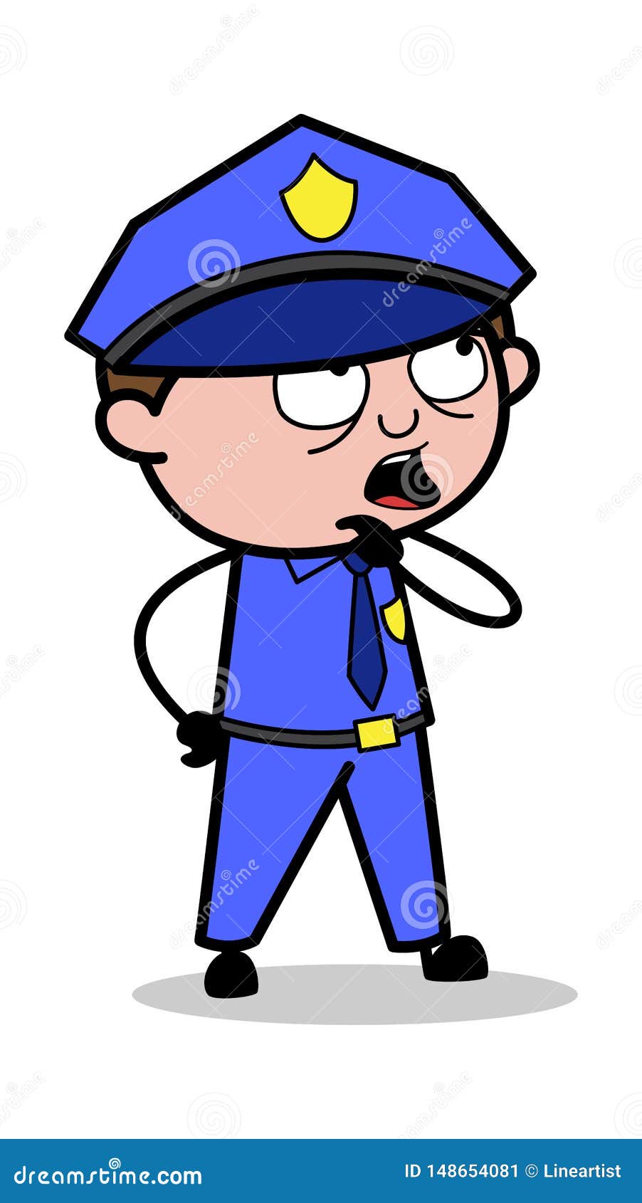 Thinking Gesture - Retro Cop Policeman Vector Illustration Stock ...