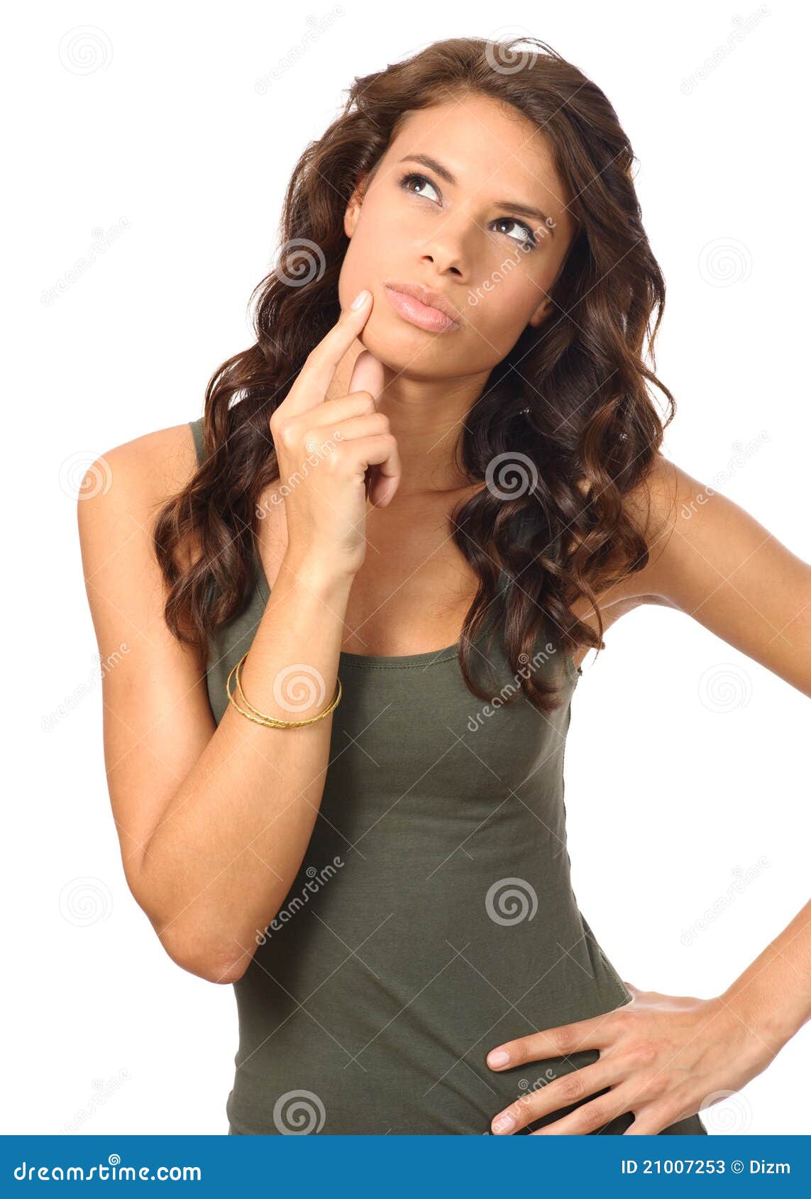 Thinking girl stock image. Image of bronzed, idea, long - 21007253