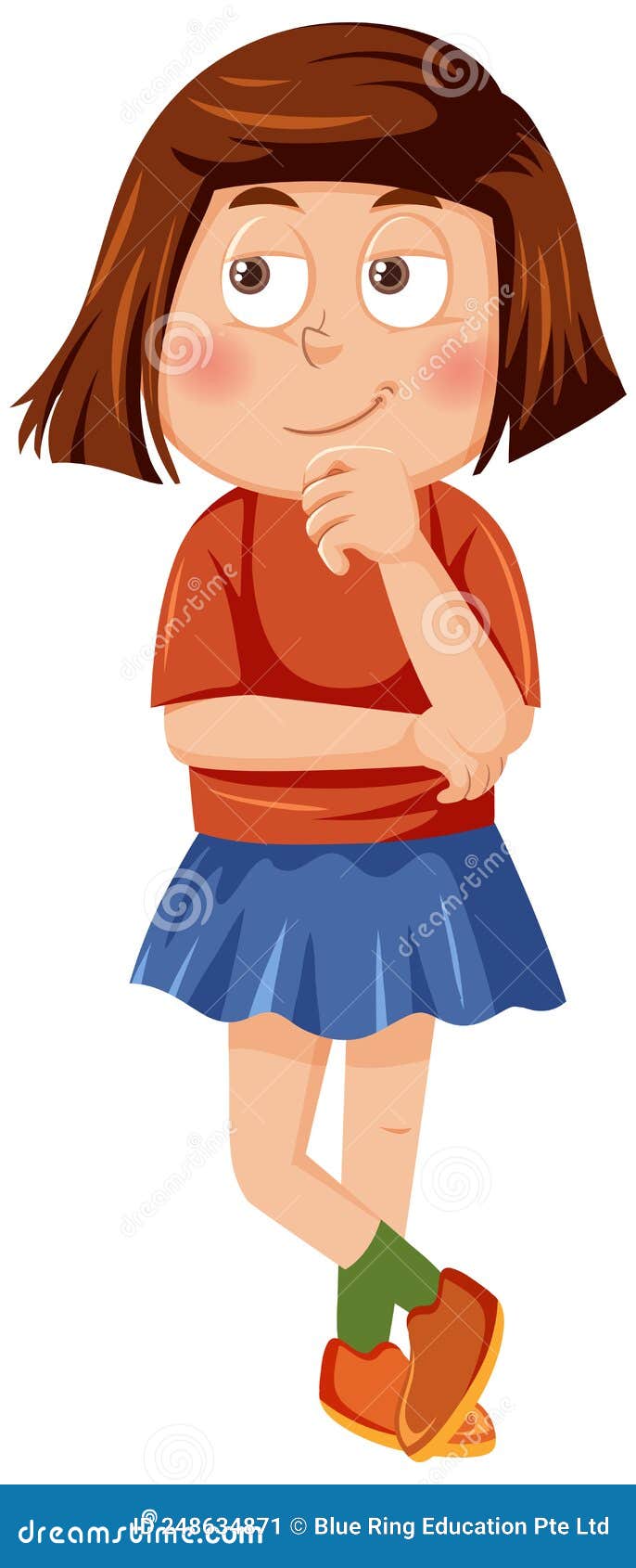 Thinking Girl Cartoon Character Stock Vector - Illustration of woman ...