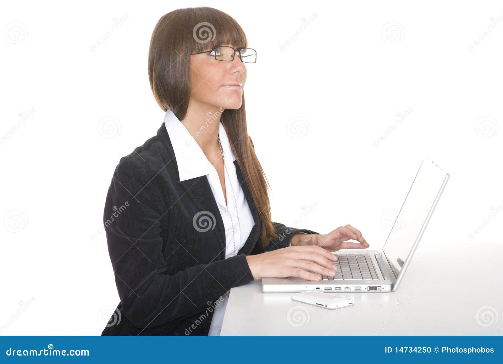 Thinking girl with laptop stock photo. Image of laptop - 14734250