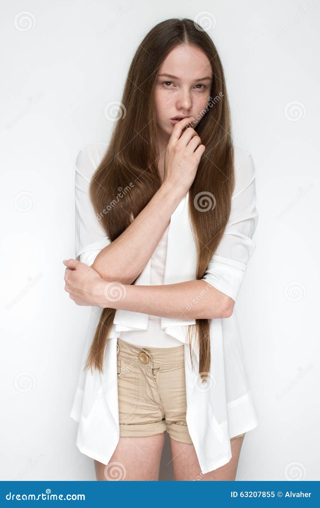 Thinking girl stock image. Image of femininity, girlfriend - 63207855