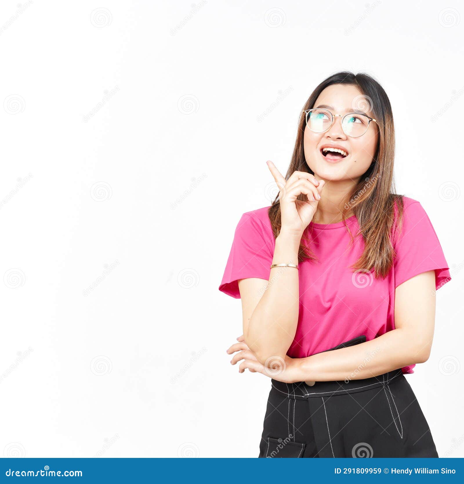 Thinking and Got a Solution of Beautiful Asian Woman Isolated on White ...