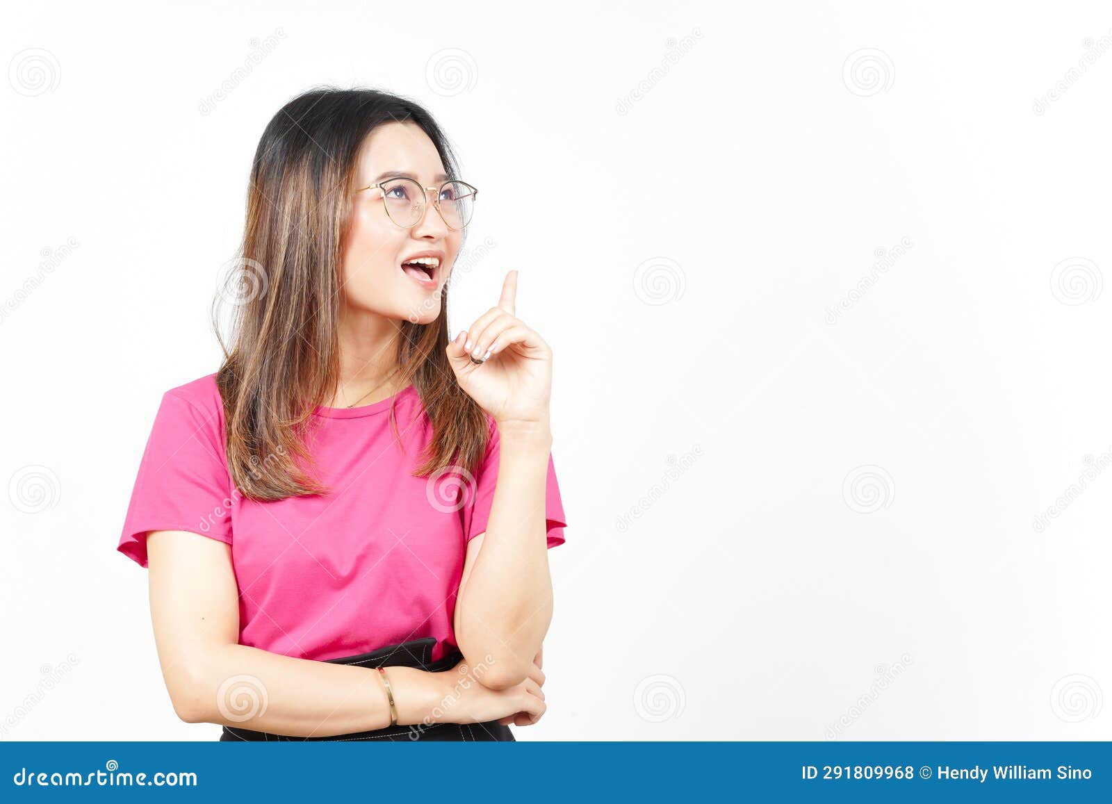 Thinking and Got a Solution of Beautiful Asian Woman Isolated on White ...