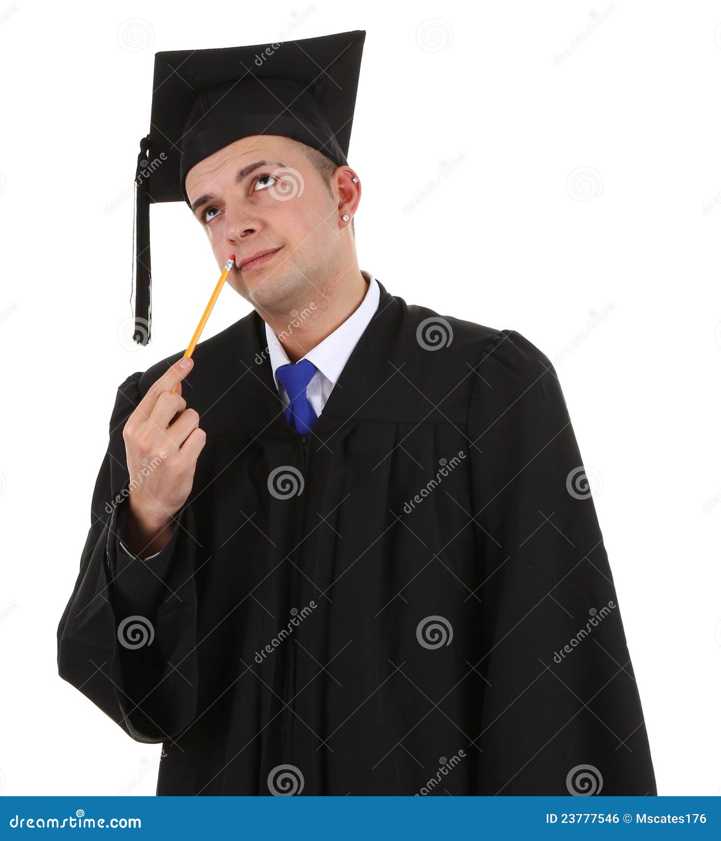 Thinking graduate stock photo. Image of mortarboard, blue - 23777546