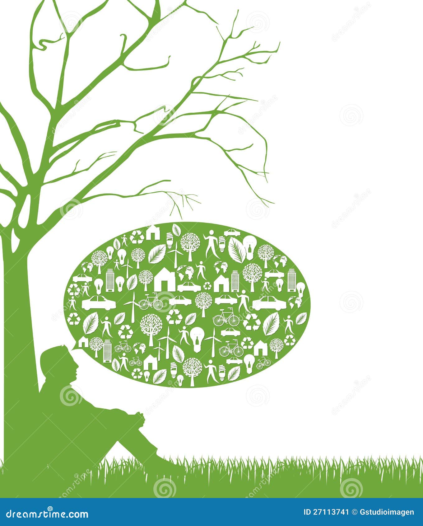 Thinking green stock vector. Illustration of ecological - 27113741