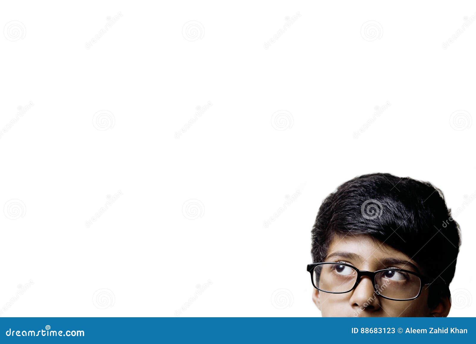 Thinking Half Head of Genius Little Boy Wearing Glasses Stock Image ...