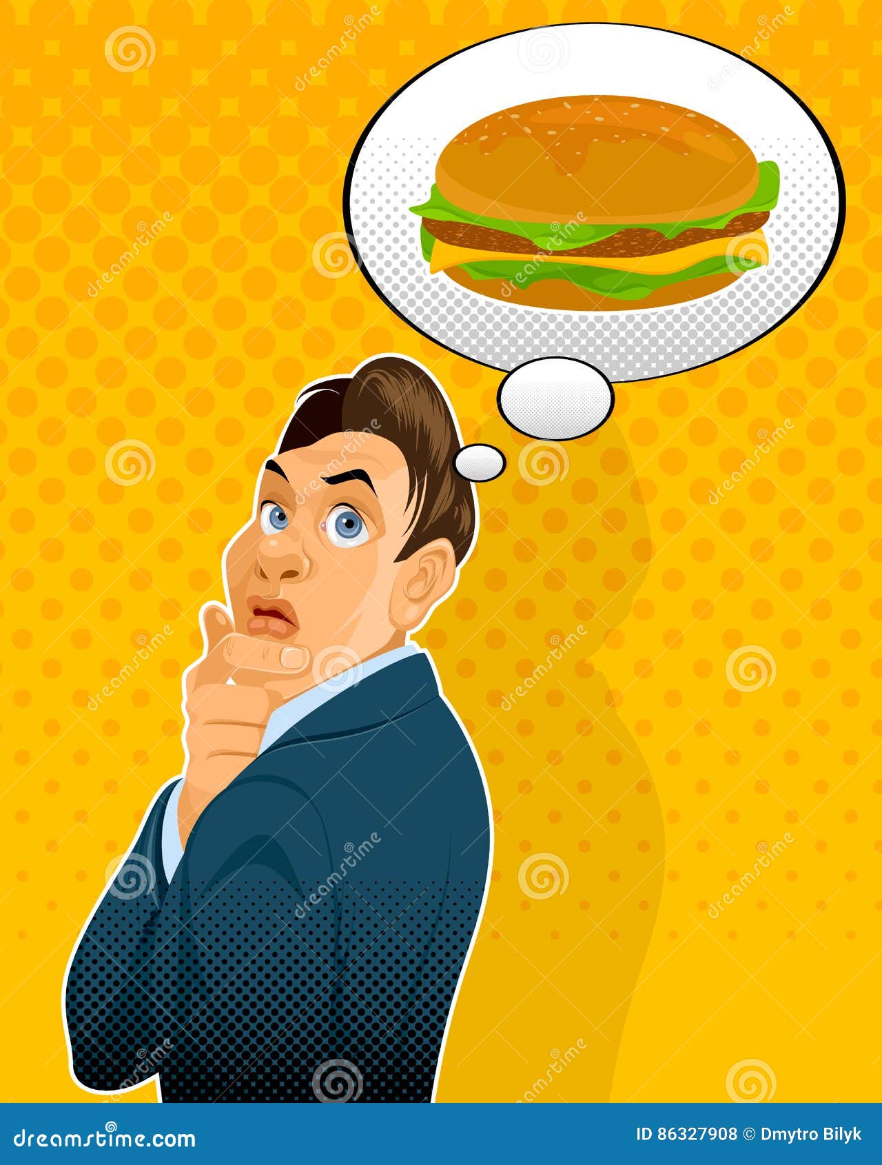 Thinking about hamburger stock vector. Illustration of thinking - 86327908