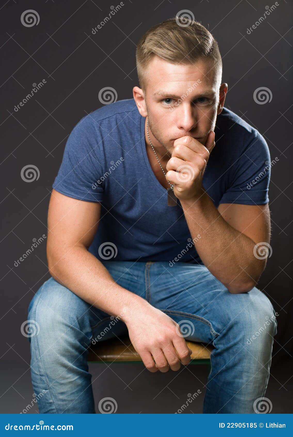 Thinking hard. stock image. Image of portrait, looking - 22905185
