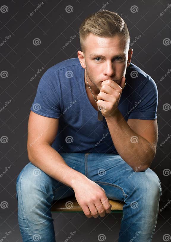 Thinking hard. stock image. Image of portrait, looking - 22905185