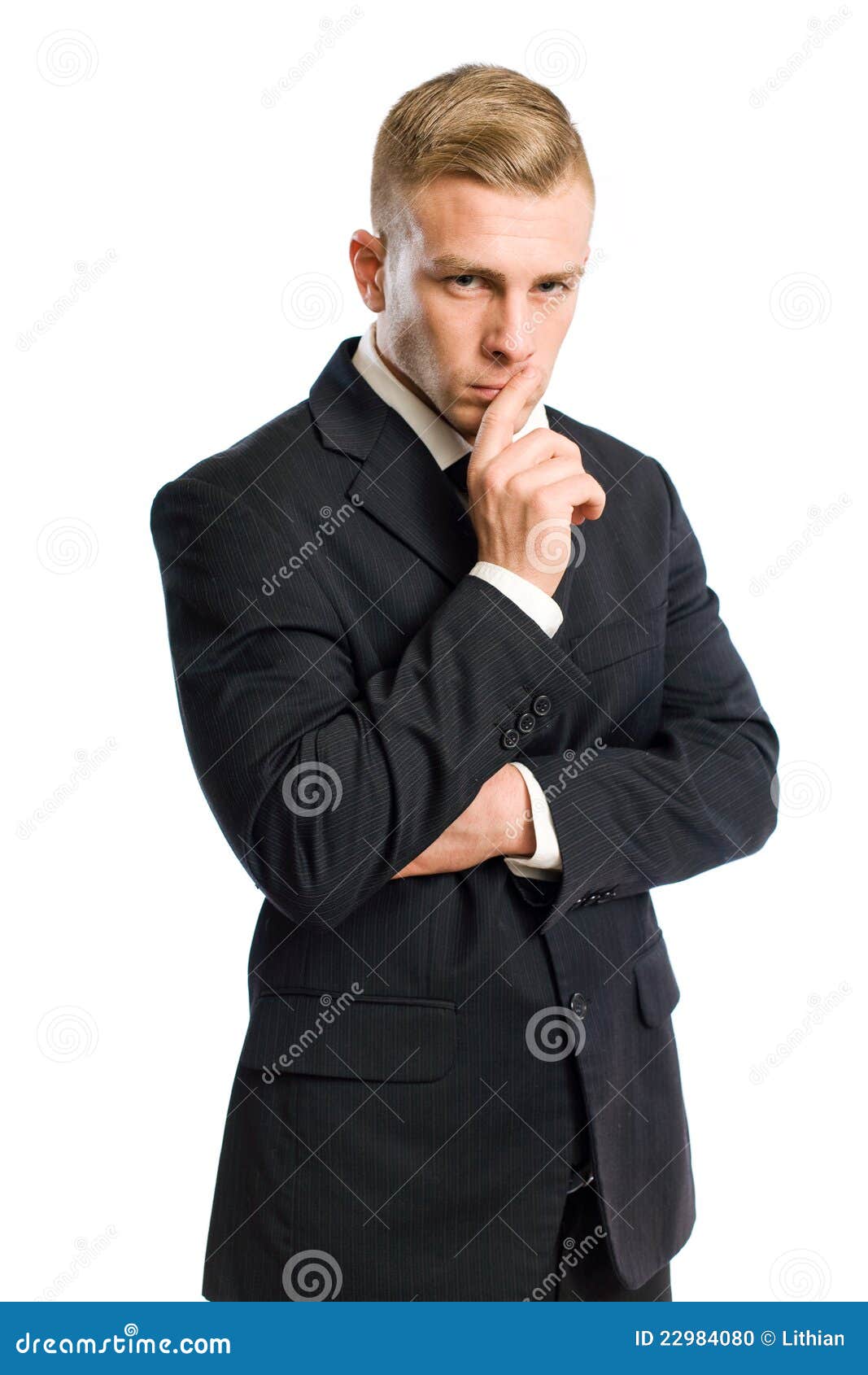 Thinking hard. stock photo. Image of looking, business - 22984080