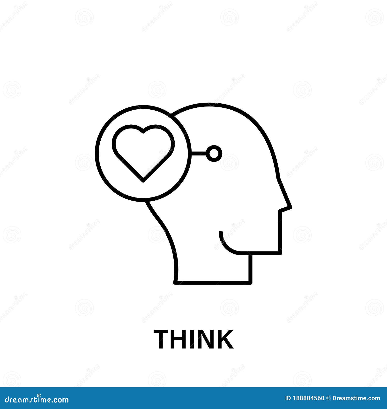 Thinking, Head, Heart Icon. Element of Human Positive Thinking Icon ...