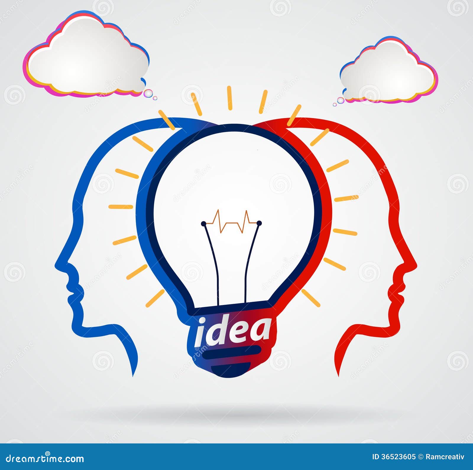 Thinking Head with Speech Clouds, Unity of Thought Stock Vector ...