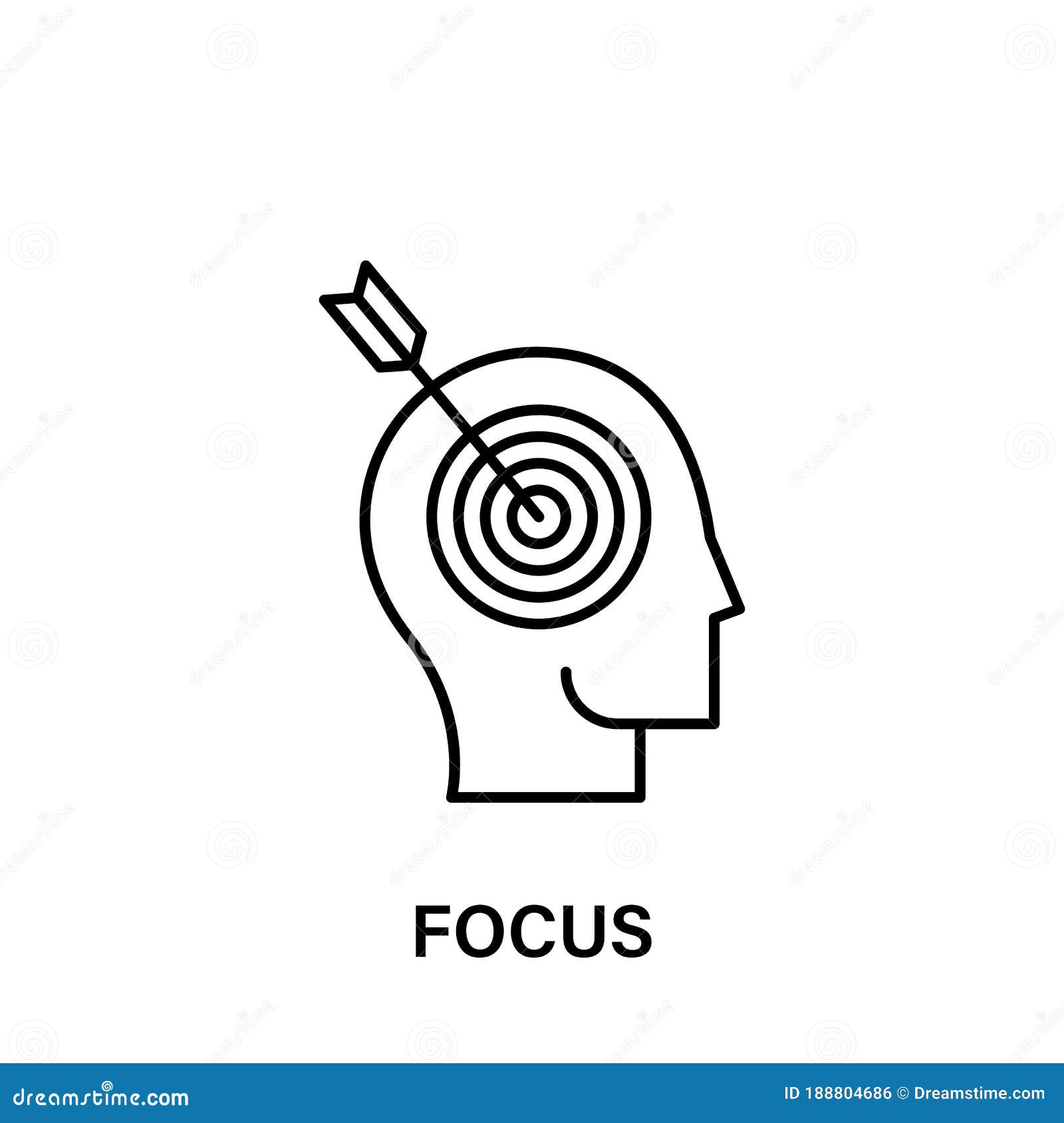 Thinking, Head, Target, Arrow, Focus Icon. Element of Human Positive ...