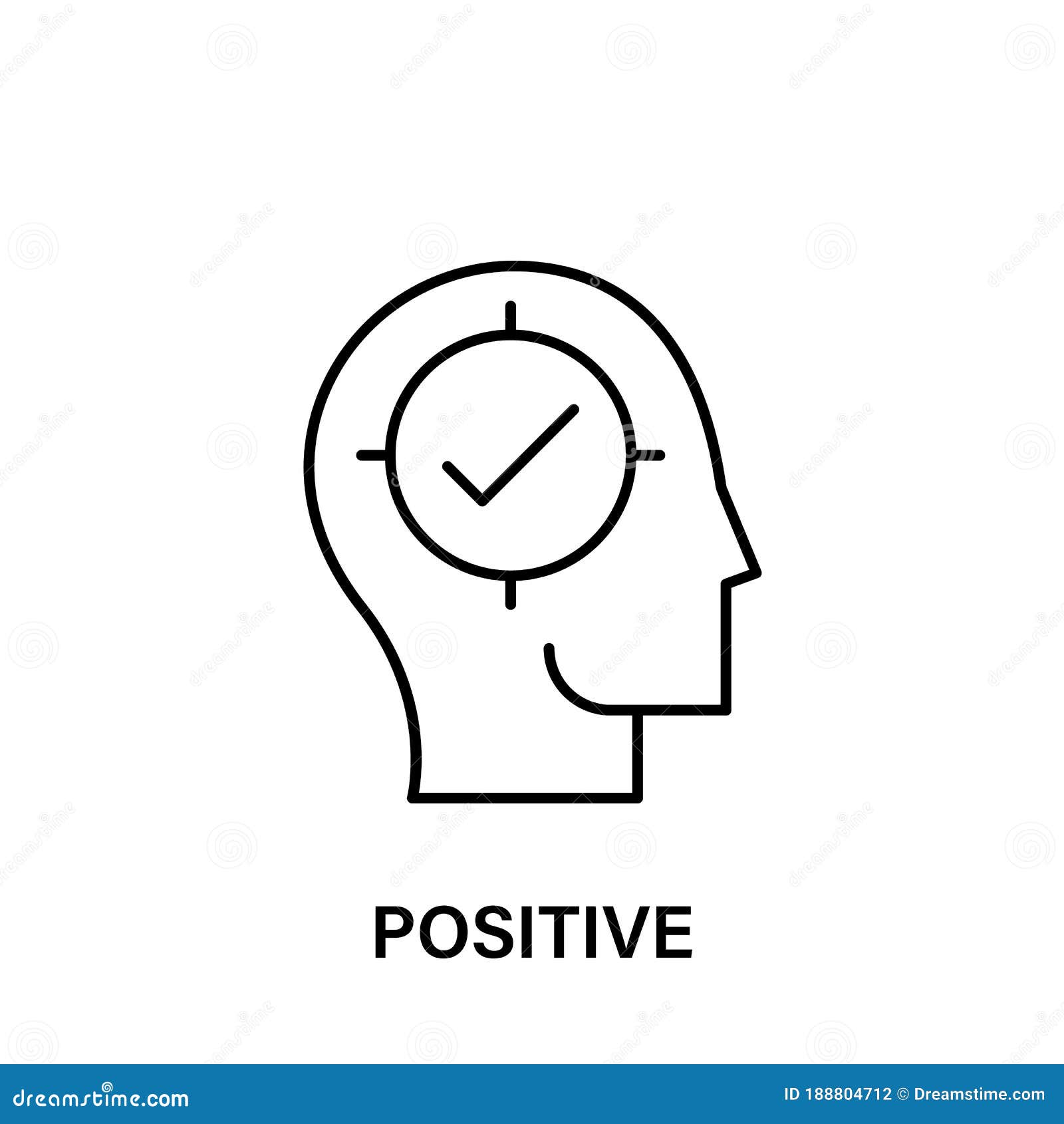 Thinking, Head, Target, Check, Positive Icon. Element of Human Positive ...