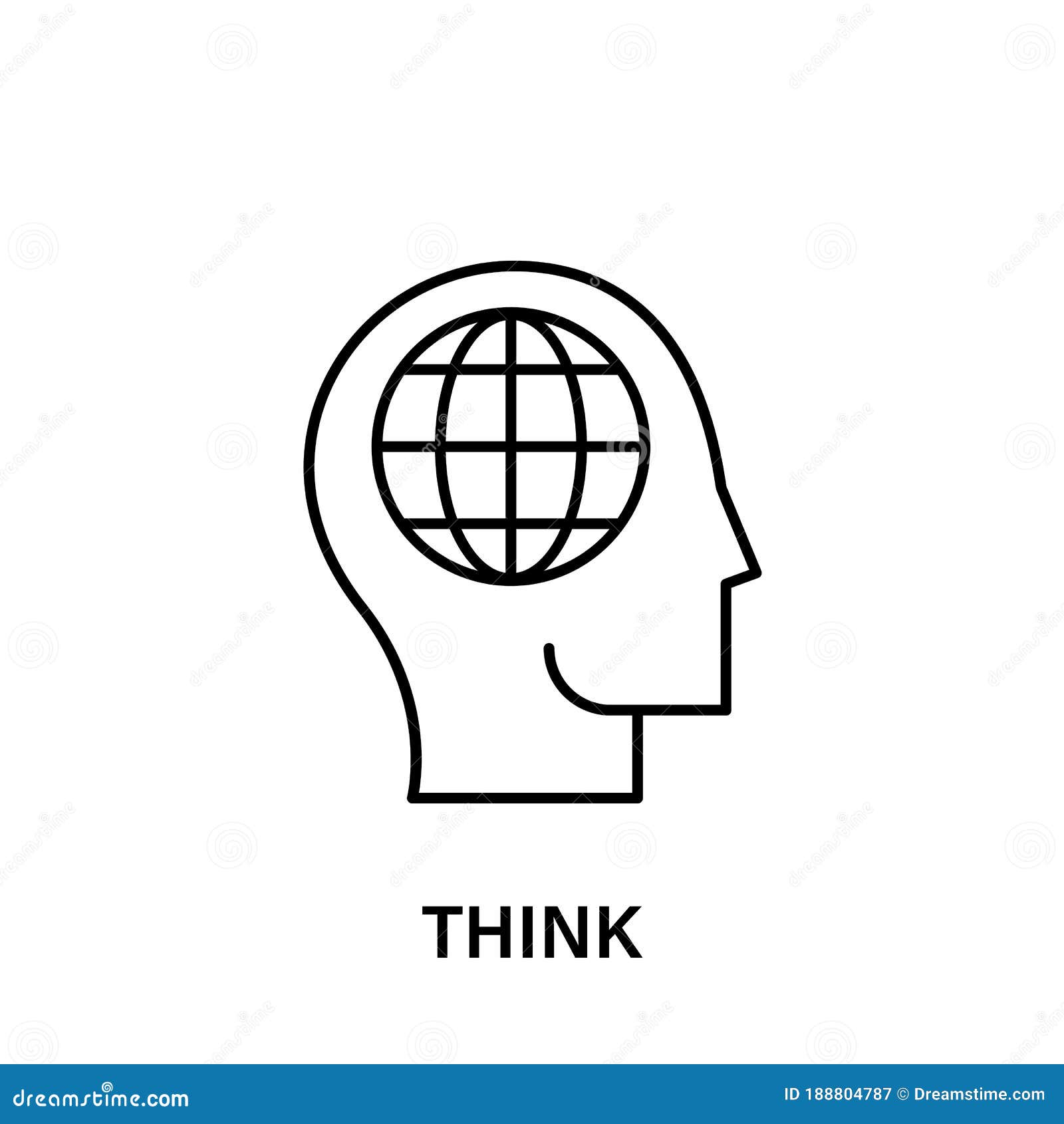 Thinking, Head, Think, Globe, World Icon. Element of Human Positive ...