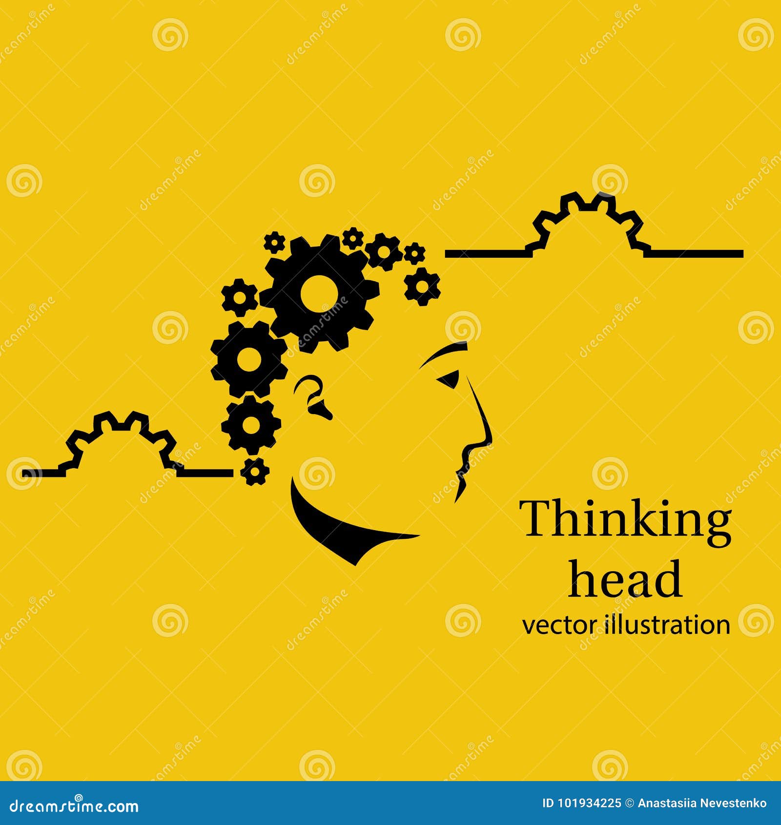 Thinking head vector stock vector. Illustration of face - 101934225