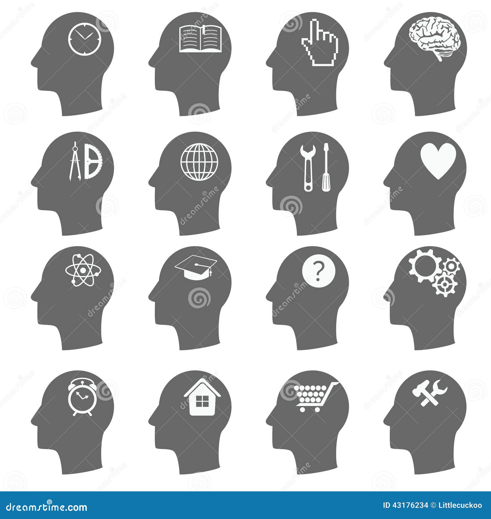 Thinking Heads Icons. Vector Stock Vector - Illustration of infographic ...