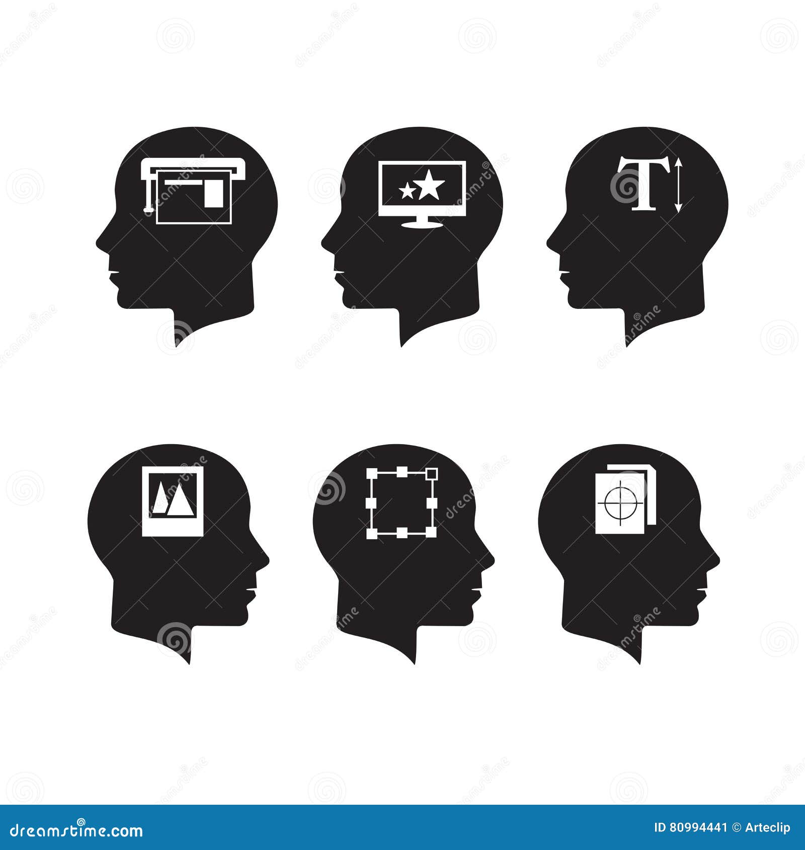 Thinking heads stock illustration. Illustration of design - 80994441