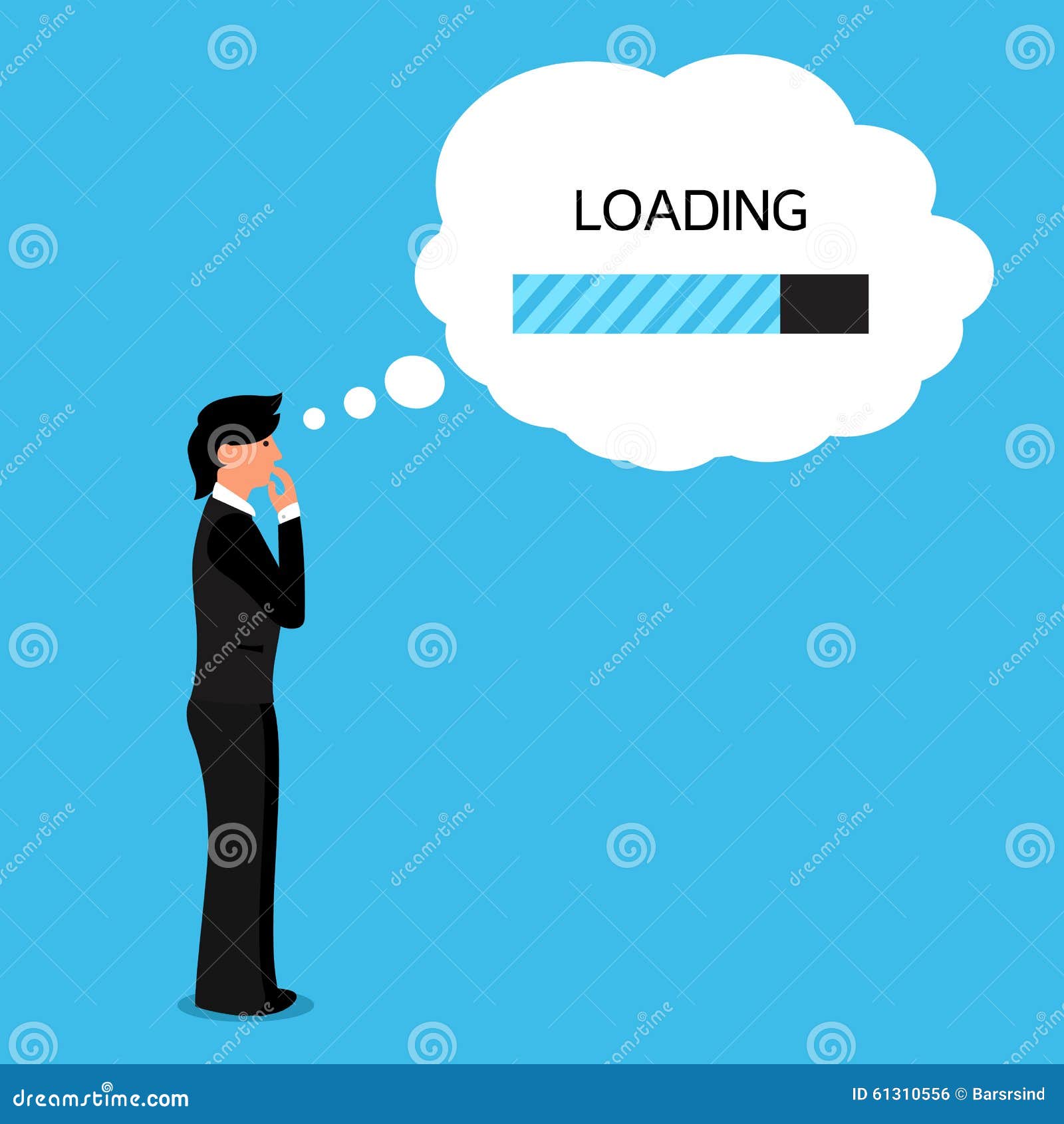 Thinking human with bubble stock illustration. Illustration of human ...