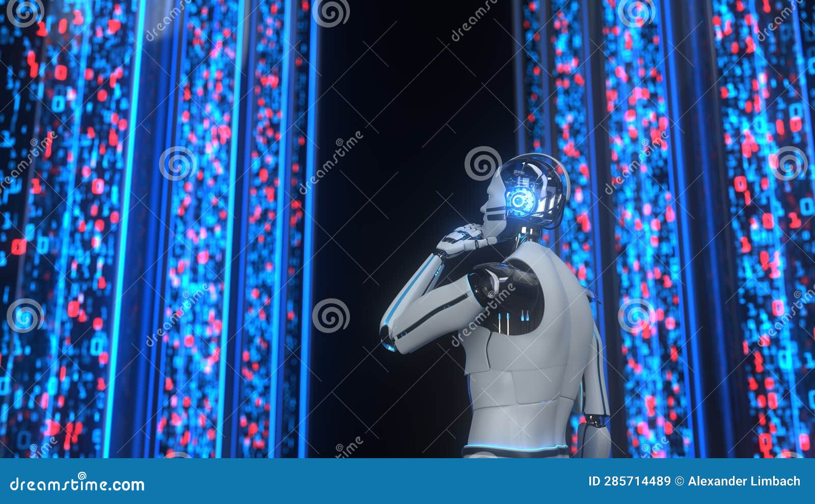 Thinking Humanoid Robot Data Blocks Stock Illustration - Illustration ...