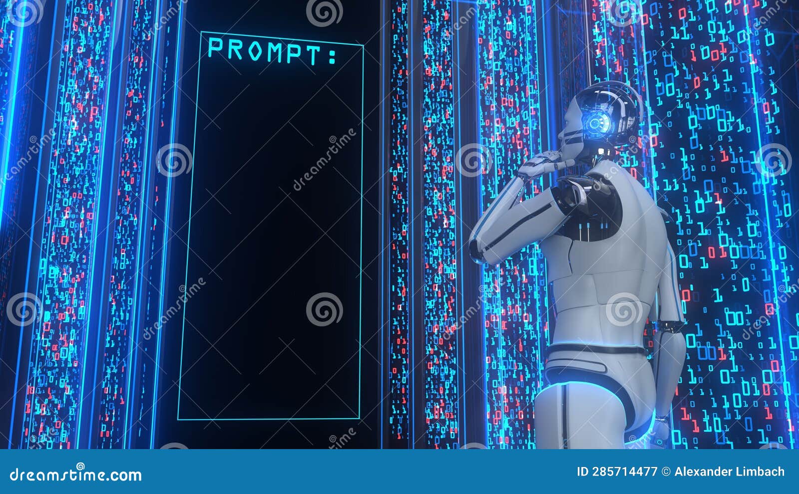 Thinking Humanoid Robot Prompt Stock Illustration - Illustration of ...