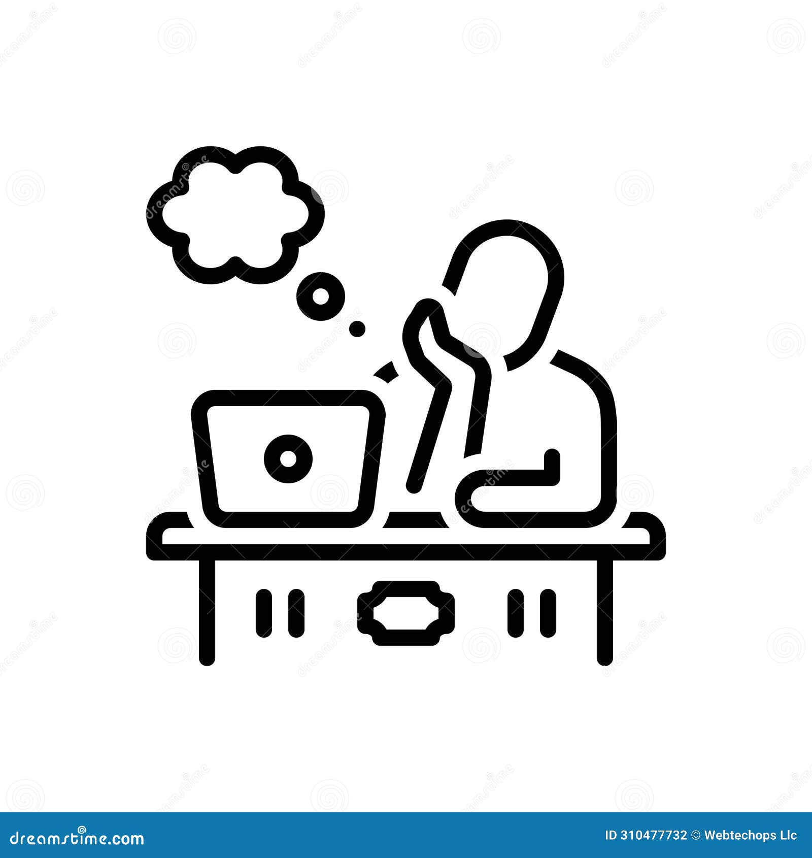 Black Line Icon for Thinking, Thinker and Concern Stock Vector ...