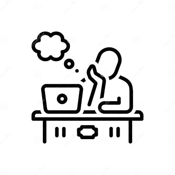 Black Line Icon for Thinking, Thinker and Concern Stock Vector ...