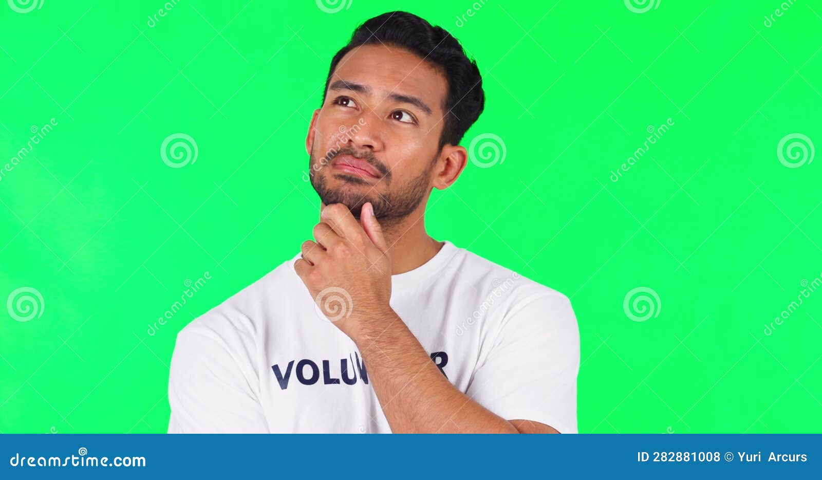 Thinking, Idea and Man in a Studio with Green Screen for Dreaming ...