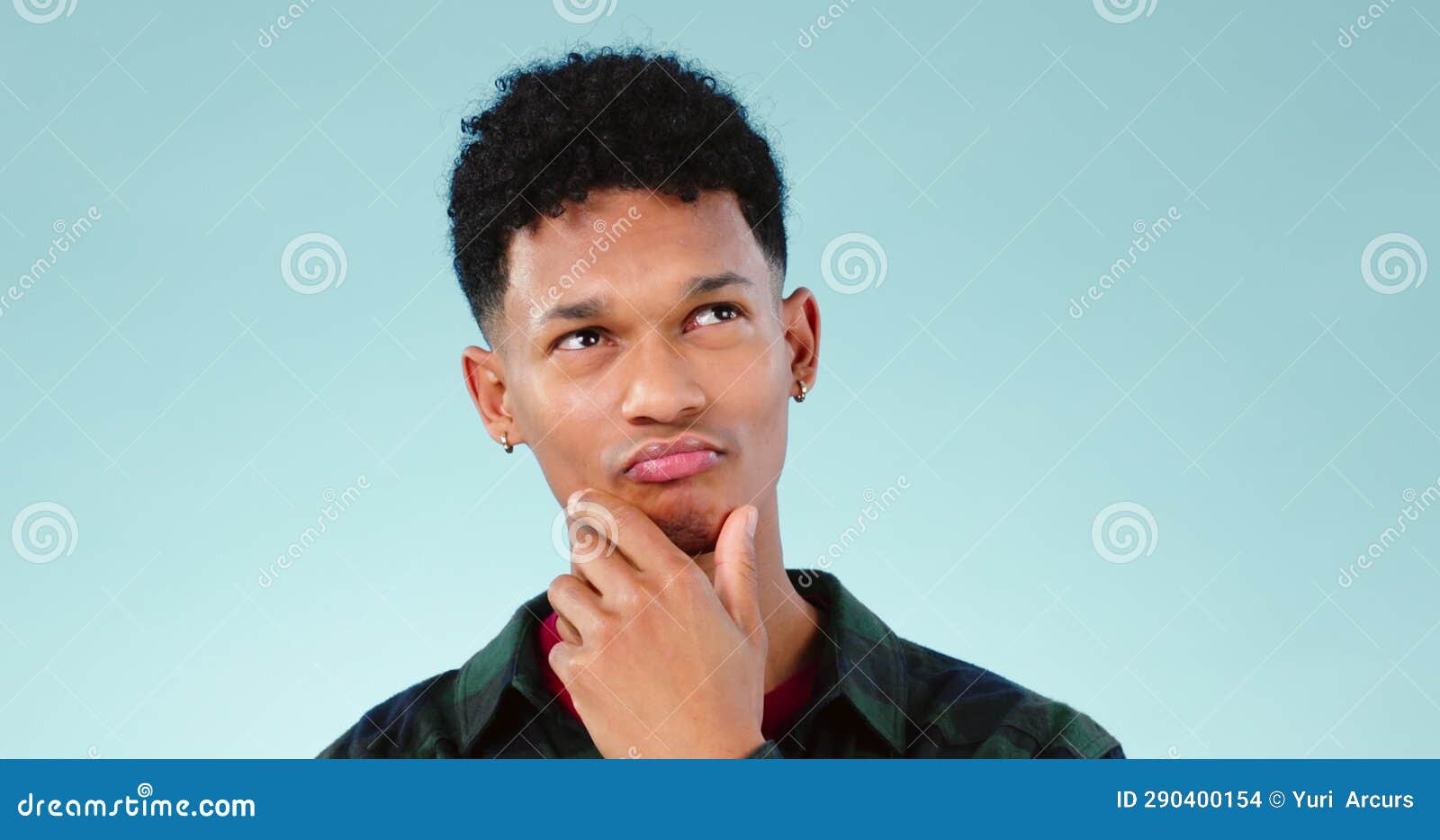 Thinking, Idea and Young Man in a Studio with Dreaming, Guess or ...