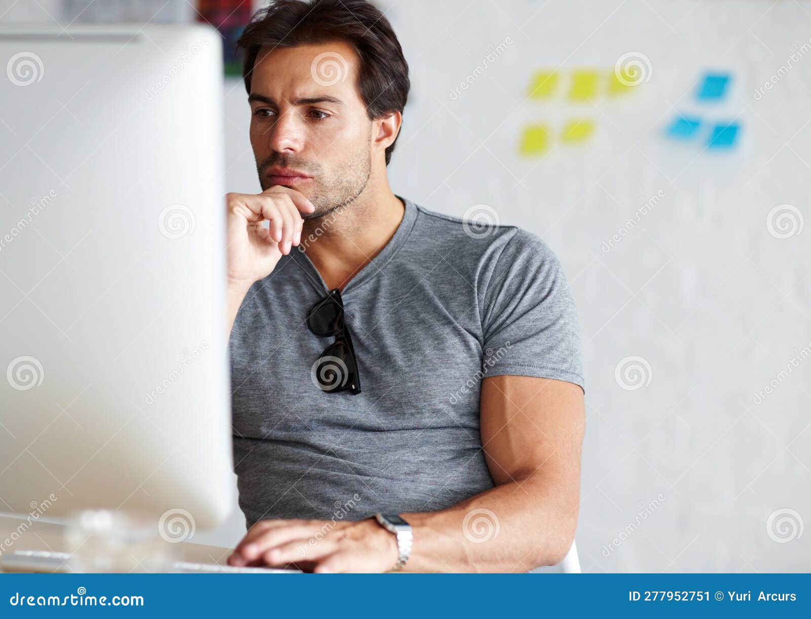 Thinking, Ideas and Business Man on Computer for Online Project ...
