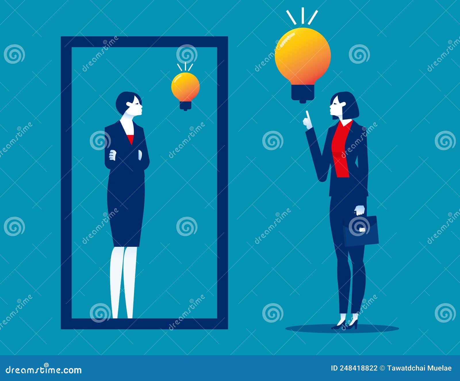 Thinking Inside and Thinking Outside the Box. Business Cartoon Vector ...