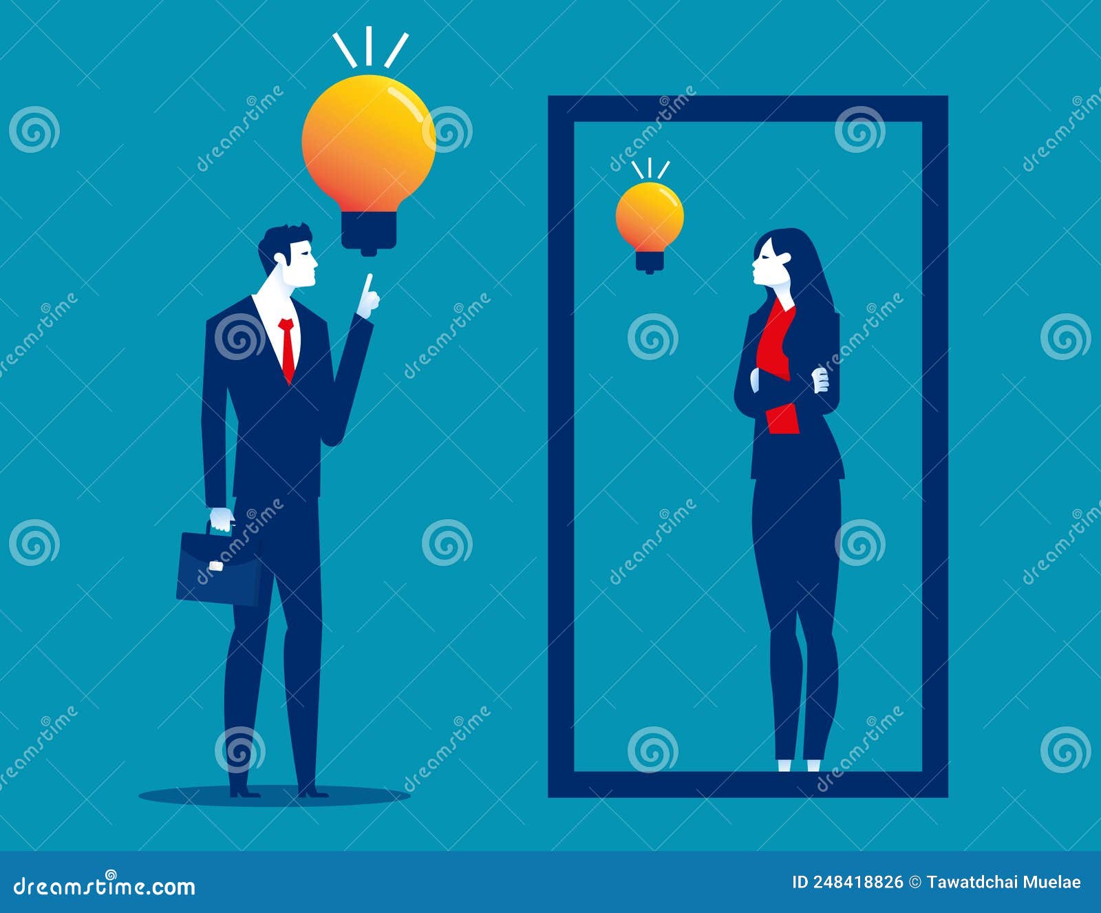 Thinking Inside and Thinking Outside the Box. Business Cartoon Vector ...