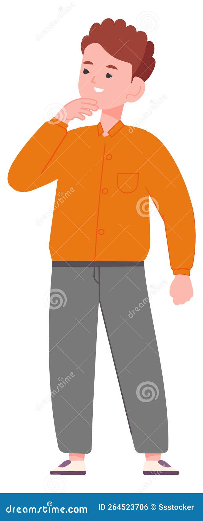 Thinking Kid. Happy Smiling Boy Stock Illustration - Illustration of ...