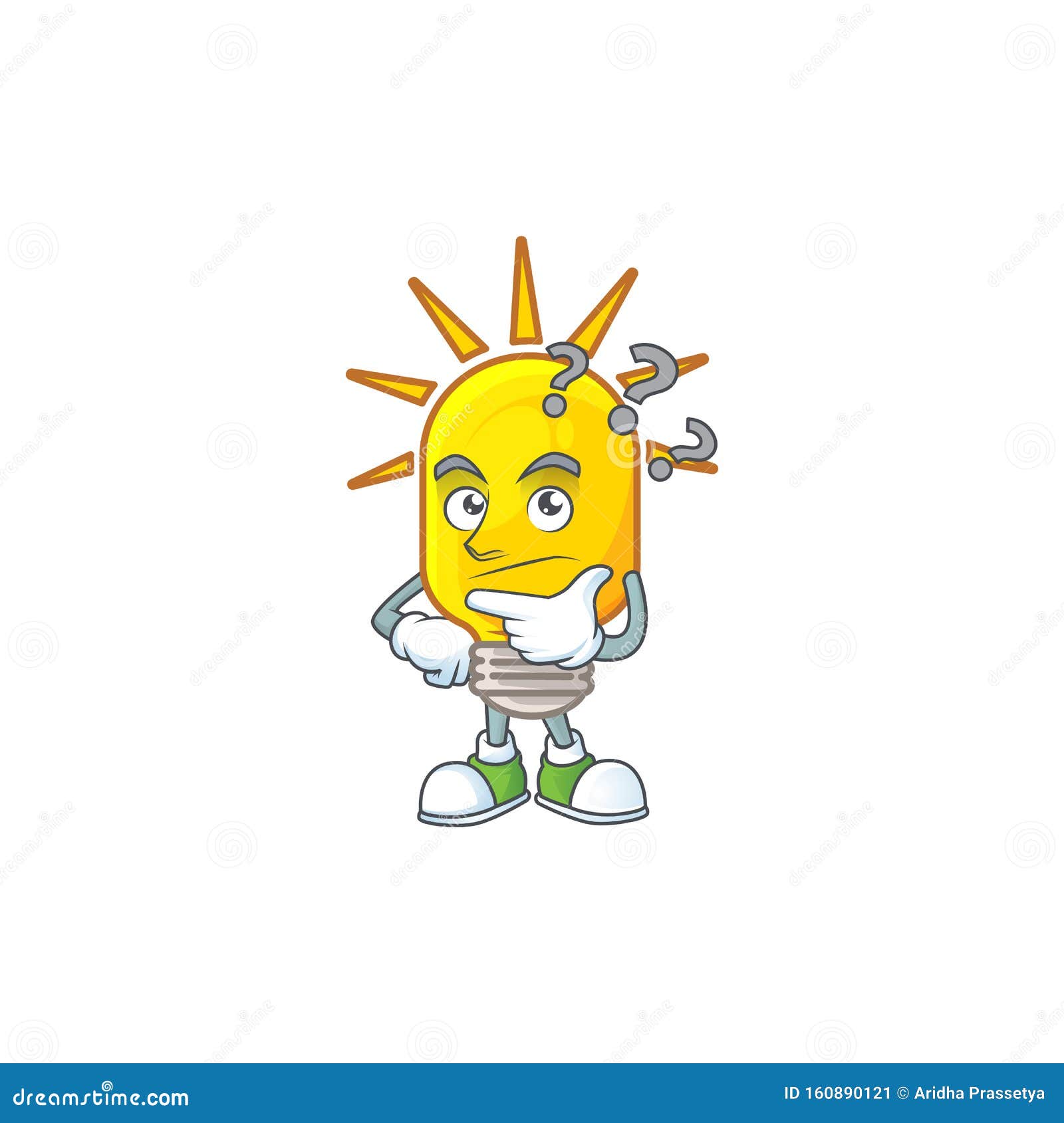 Thinking Lamp Yellow with Cartoon Character Shape Stock Vector ...