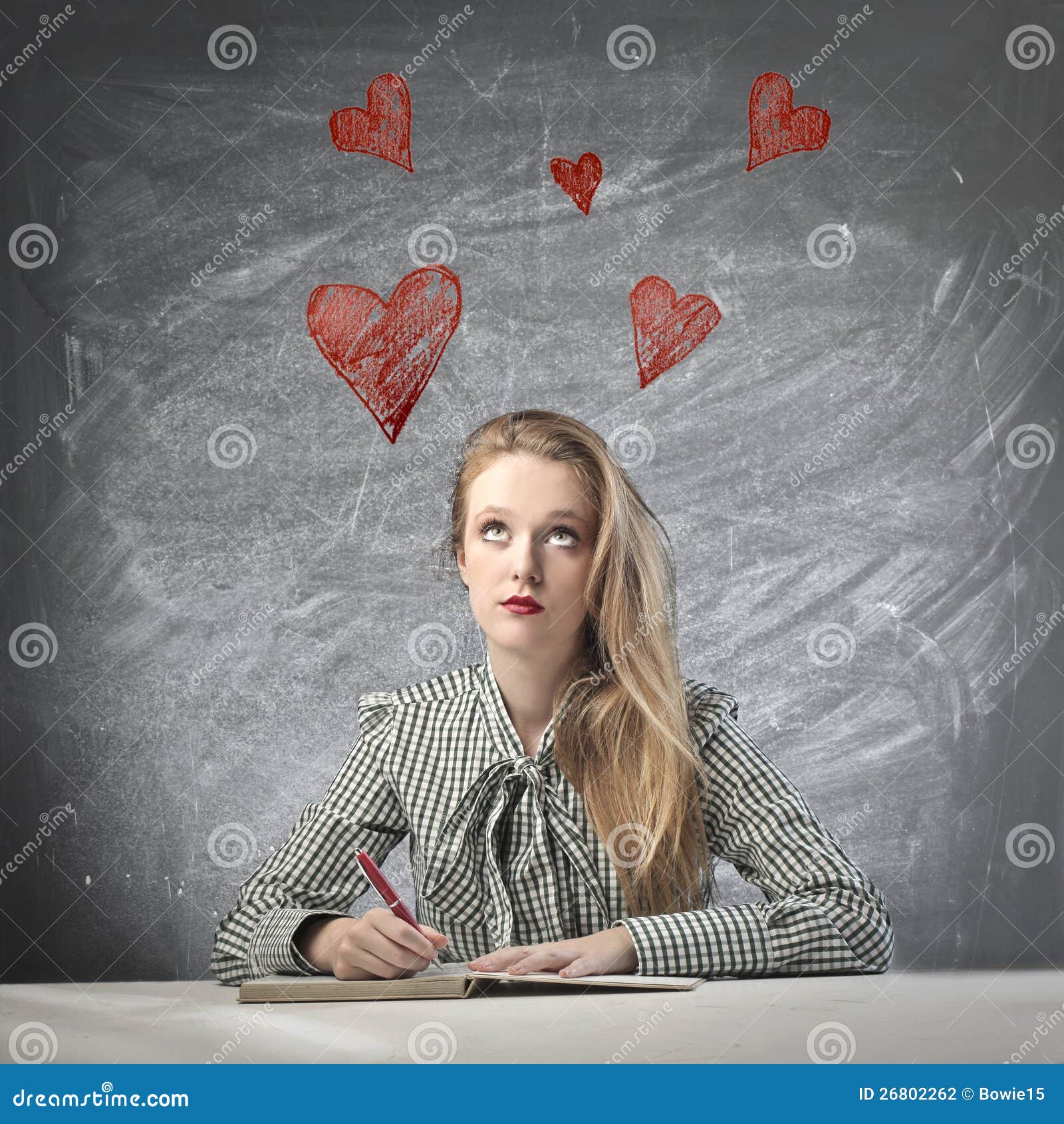 Thinking of Love stock photo. Image of desk, blackboard - 26802262