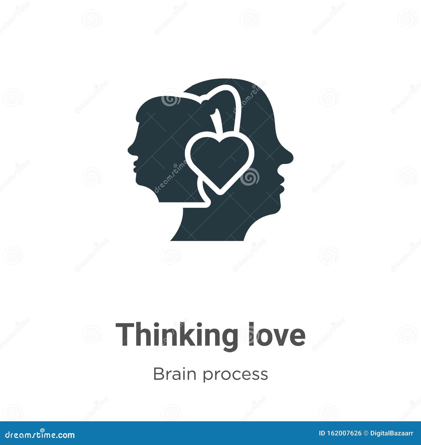 Thinking Love Vector Icon on White Background. Flat Vector Thinking ...
