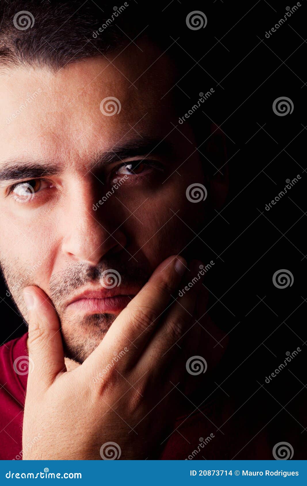 Thinking male man stock photo. Image of hand, black, close - 20873714