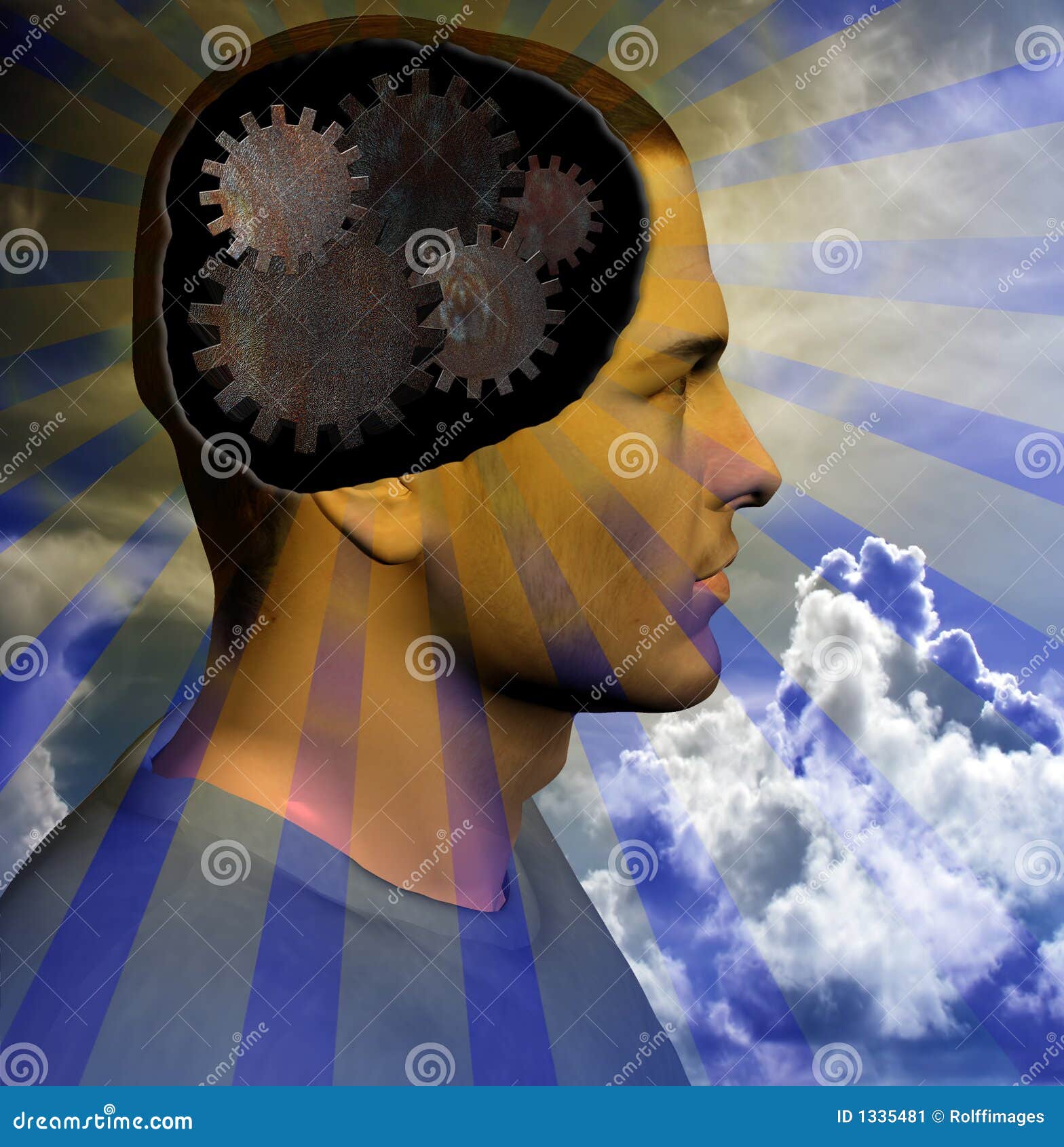 Thinking Man stock image. Image of prayer, genius, gears - 1335481