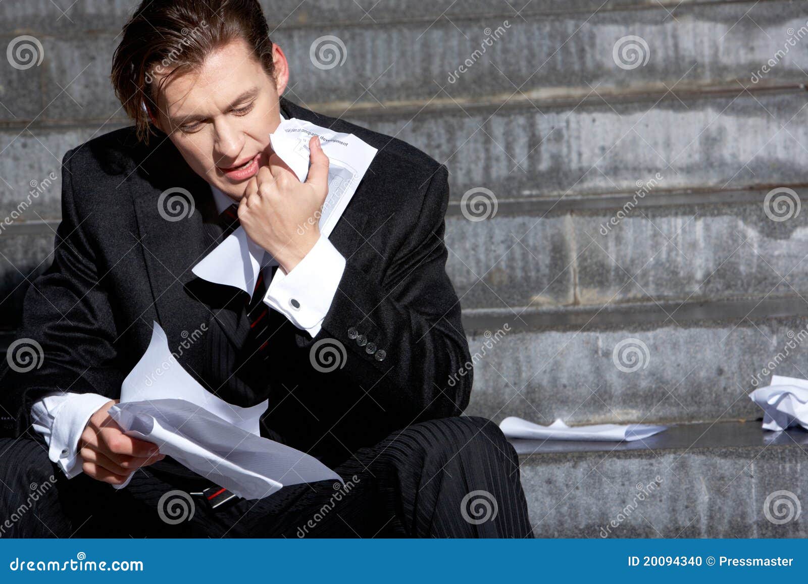 Thinking man stock photo. Image of recession, male, collar - 20094340