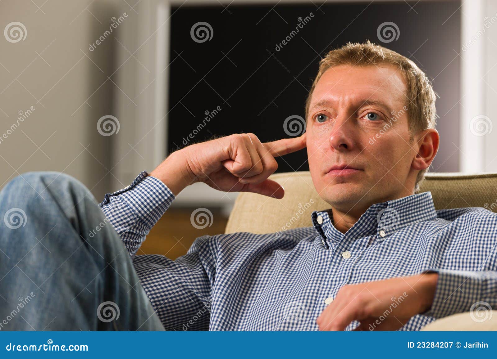 Thinking man stock image. Image of caucasian, serious - 23284207