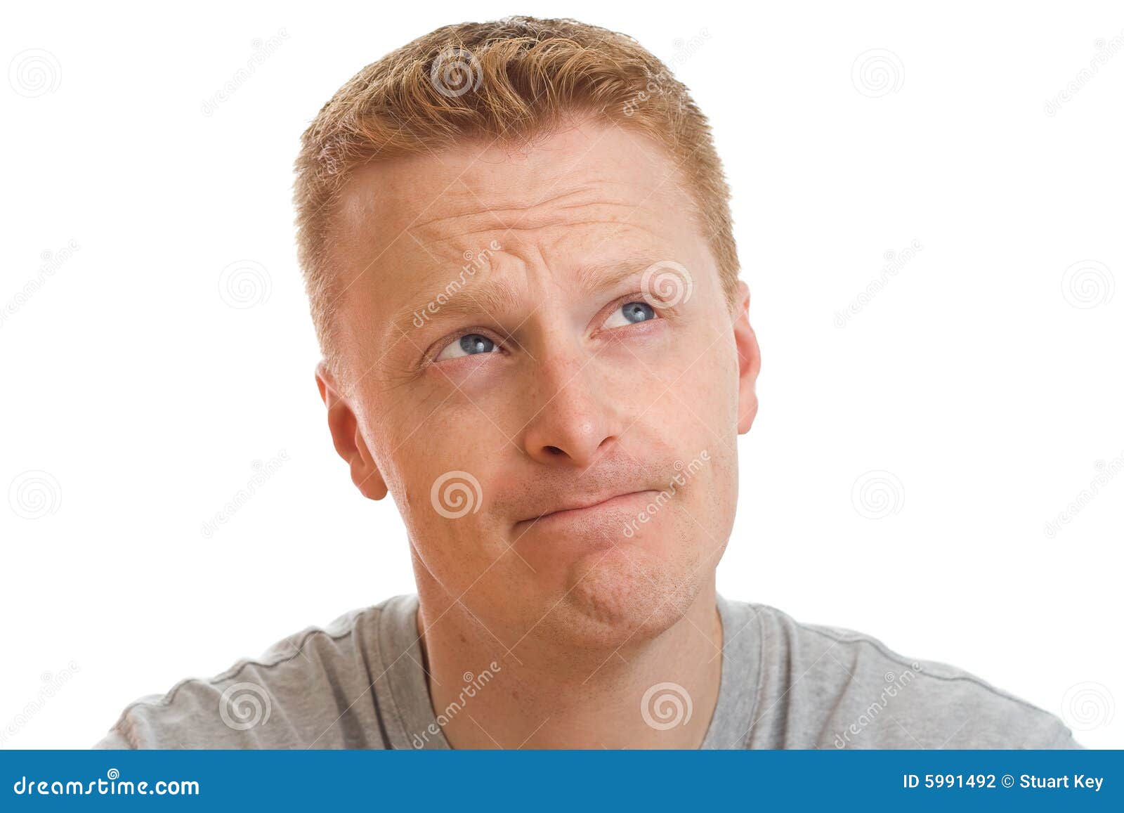 Thinking man stock photo. Image of headshot, looking, isolated - 5991492