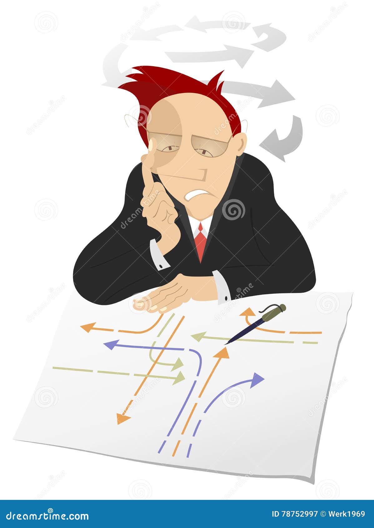 Thinking man stock vector. Illustration of serious, comic - 78752997