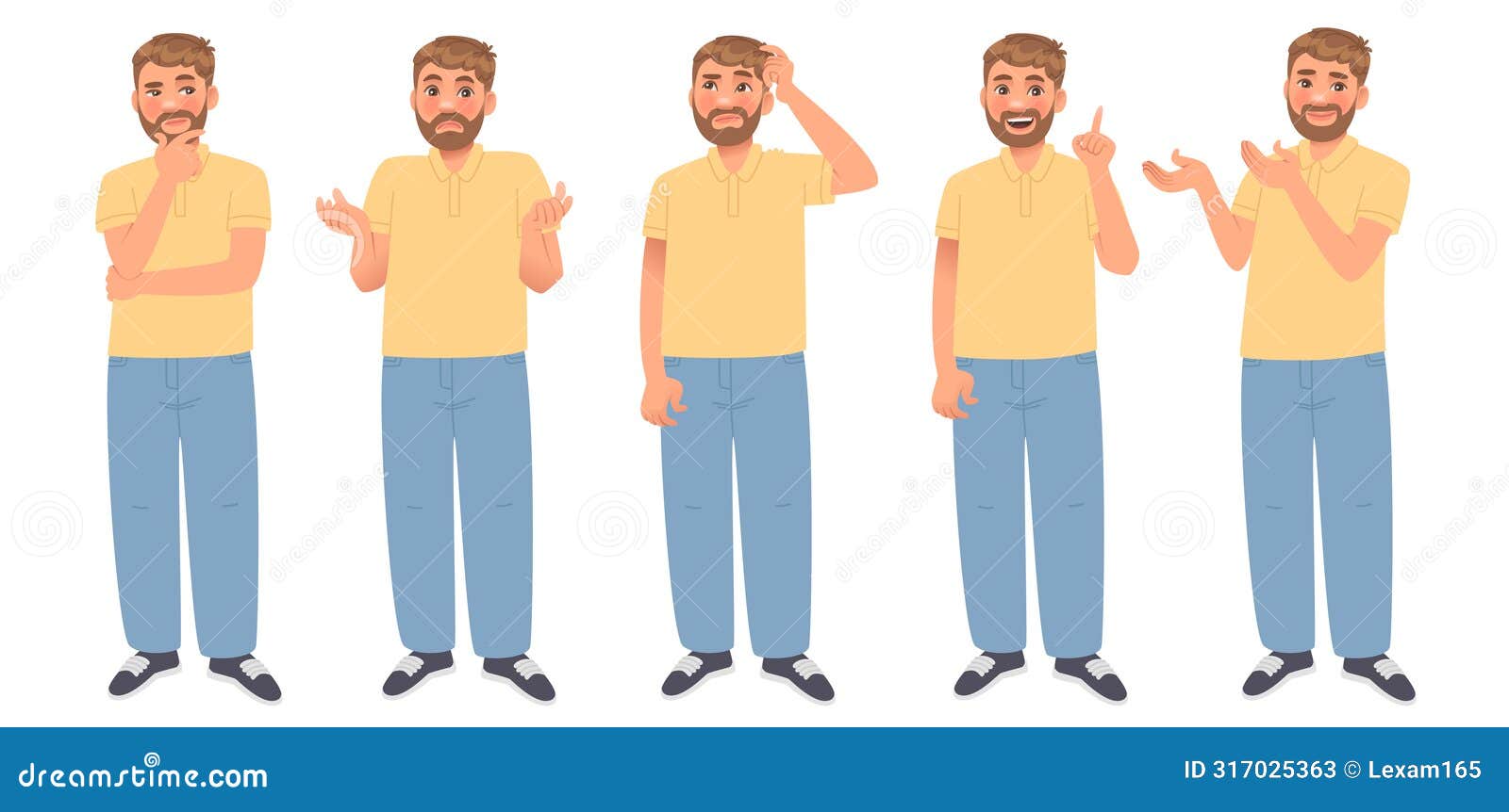 Thinking Man. a Character Set of a Guy Who Thinks, Chooses, Doubts ...